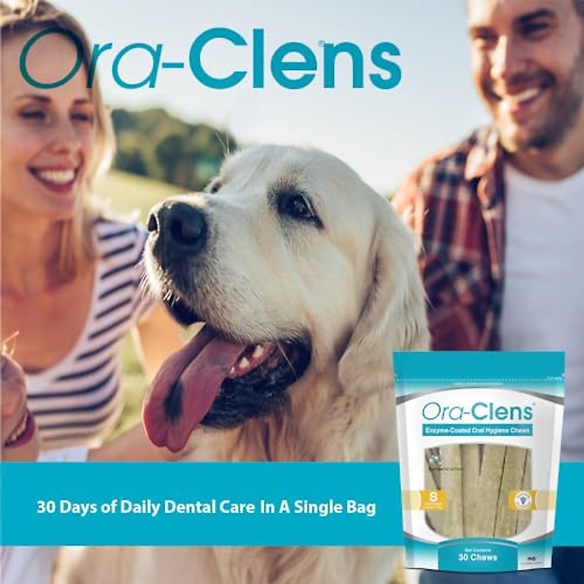 Ora-Clens Oral Hygiene Chews for Large Dogs-Enzymatic Dental Treats for Daily Oral Care, Cleans Teeth and Freshens Breath, Reduces Plaque, Bacteria and Tartar Build Up Without Brushing-30 Chews