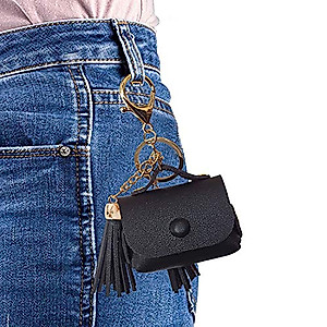 MODOS LOGICOS Charging Case Cover for Apple Air Pods Pro, PU Leather Case with a Couple of Drooping Tassels for Apple AirPods Pro 1st (2019) / AirPods Pro 2nd (2022) Charging Case - Black