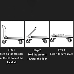 Platform Truck Folding Push Cart Steel Platform Truck with 360° Swivel Wheels Flatbed Cart Load 150kg Moving Dolly Cart Light Flat Handtruck Reliable