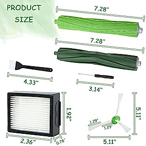 Gusnilo Replacement Parts Kit Compatible for iRobot Roomba i/e Series Robotic Vacuum Cleaner E5 E6 i7 i7+ i6 i6+ j7 j7+ Vacuum Cleaner 1 Set of Multi-Surface Rubber Brushes 3 Filters 4 Side Brushes