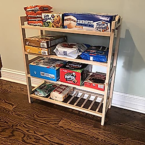 FixtureDisplays® Wood Shoe Rack Flower Plant Display Stand Reading Room Book Cart Storage Organizer 4-Shelf 15918