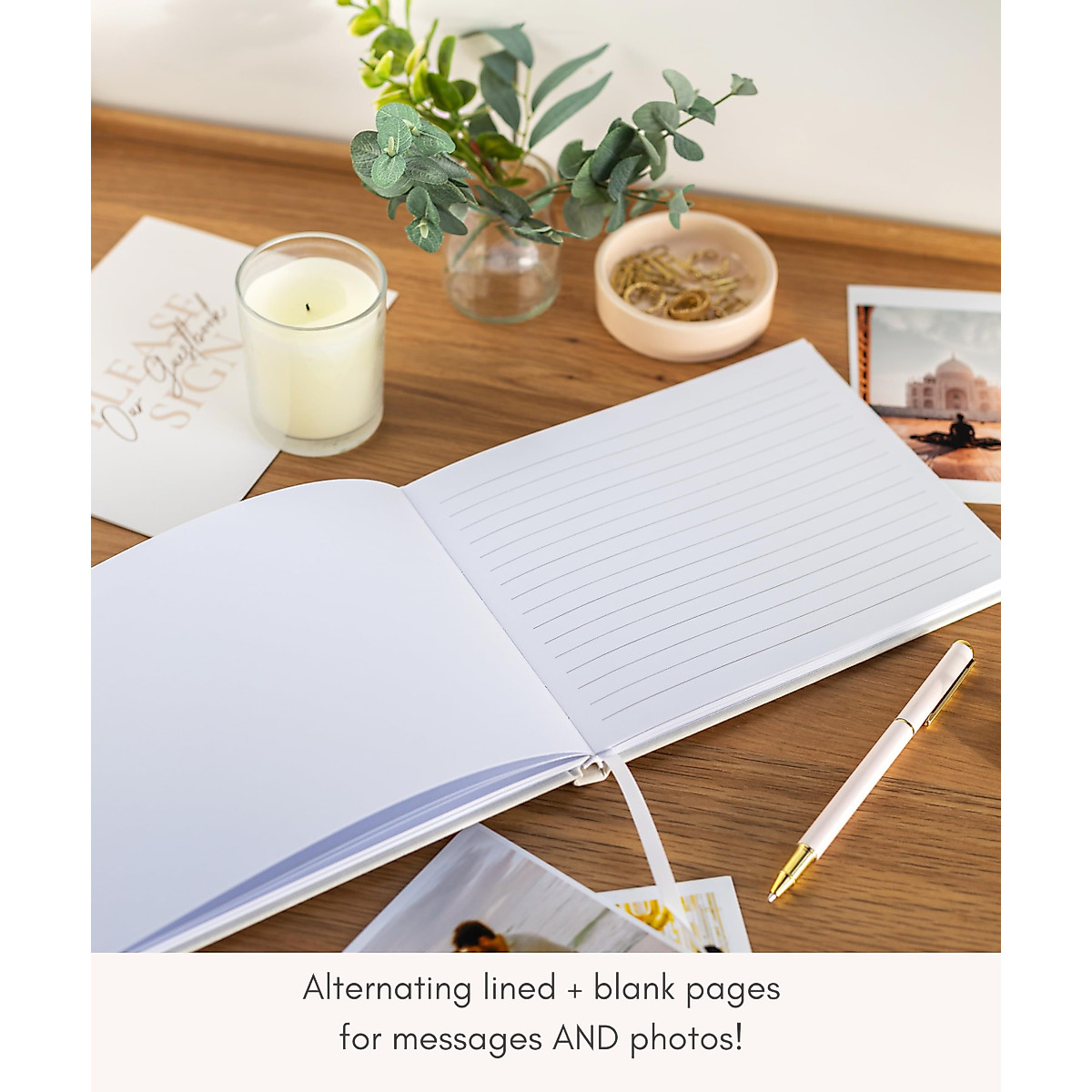 Lamare Wedding Guest Book - Elegant Linen Guest Book Wedding Reception, Baby Shower Guest Book, Polaroid Guest Book for Wedding and Special Events, Wedding Guest Book Polaroid Pictures