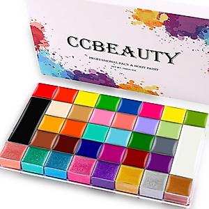 CCbeauty Professional 36 Colors Face Body Paint, Large Cream Face Painting Palette Kit, Non Toxic Hypoallergenic FacePaint for Halloween SFX Special Effects Costume Cosplay Makeup