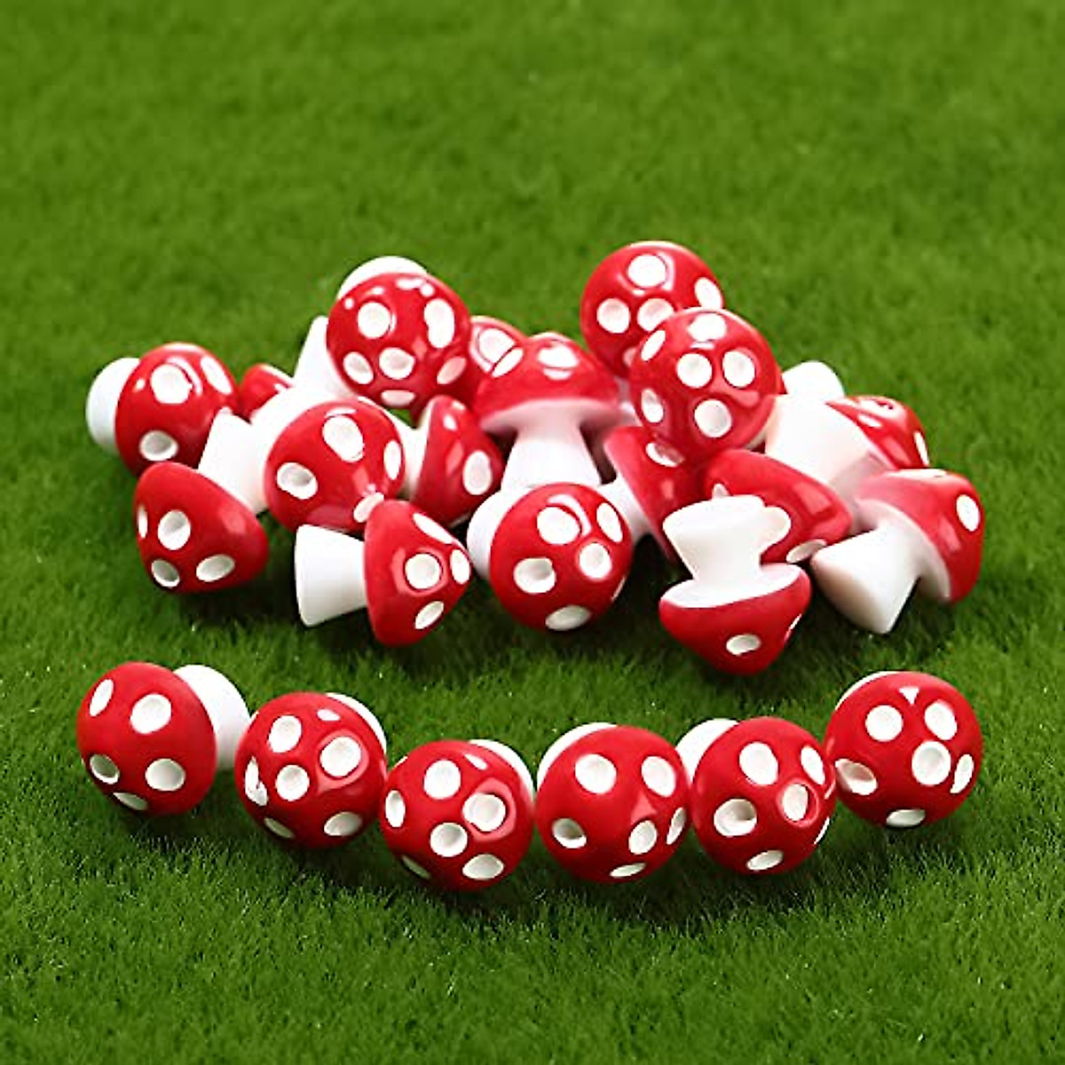 Jetec 24 Pieces Mini Garden Mushroom Miniature Figurine Garden Mushroom Accessories Ornament Mushroom Model Landscape Plant Pot Bonsai Craft for Home Party Decoration Supplies, Red