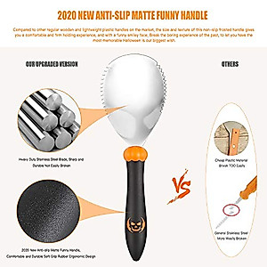 KDKD Pumpkin Carving Kit 7Pcs Halloween Professional Sculpting, Cutting and Carving Knife Supplies for Jack-O-Lanterns,Balck Easy Grip handle with Orange Pumpkin Pattern.