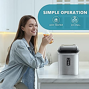 EUHOMY Ice Maker Machine Countertop, 26 lbs in 24 Hours, 9 Cubes Ready in 8 Mins, Electric ice Maker and Compact Potable ice Maker with Ice Scoop and Basket. Perfect for Home/Kitchen/Office.(Sliver)