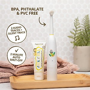 Jack N' Jill Kids Buzzy Brush Electric Musical Toothbrush - Kids Electric Toothbrush Age 3 and Up, Singing Toothbrush, Tri Color LED, Water Resistant, Child Safe, Battery Operated - (Pack of 1)