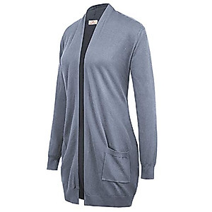 GRACE KARIN Plus Size Long Open Front Cardigans Sweaters for Women(3XL,Grey Blue)