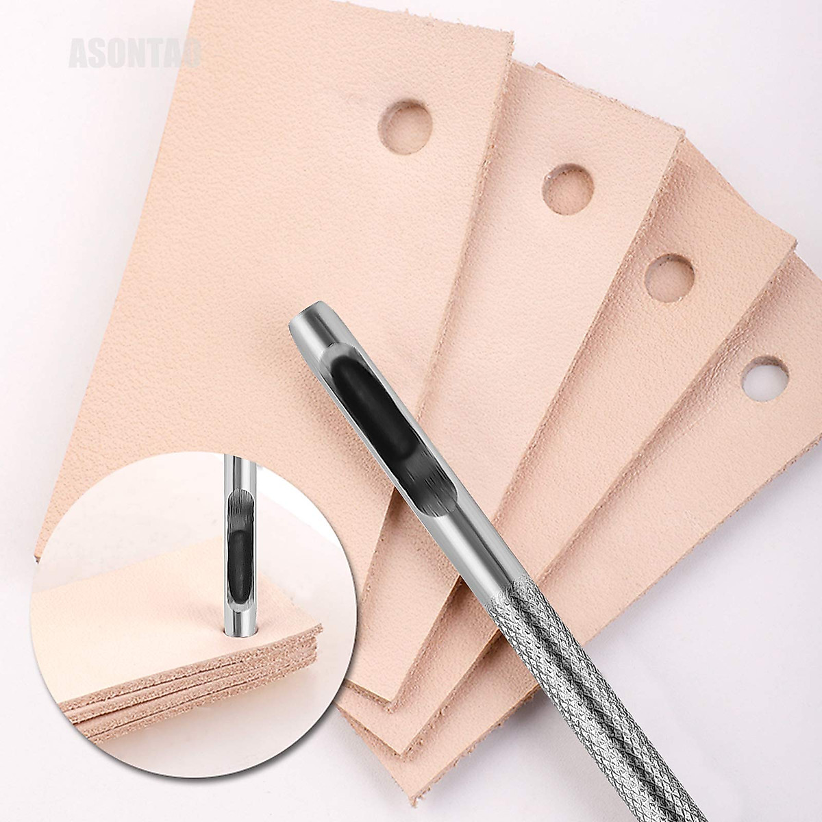 Leather Hole Punch, Leather Stitching Punch Tool for Leather Watch Band, Leather, Gasket Belt, Fabric, Canvas Paper Plastics. ASONTAO (Hole Punch A)
