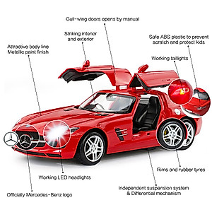 RASTAR RC Car | 1/14 Scale RC Mercedes-Benz SLS AMG Remote Control Car for Kids, Benz Model Car with Open Doors/Working Lights - Red