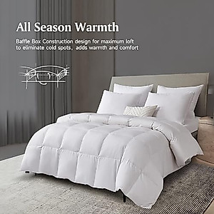 Beautyrest White Feather Down Fiber Comforter King Size- All Seasons Warmth Down Duvet Insert, Ultra-Comfortable Tencel/Cotton Blend Cover Fabric with Corner Loops
