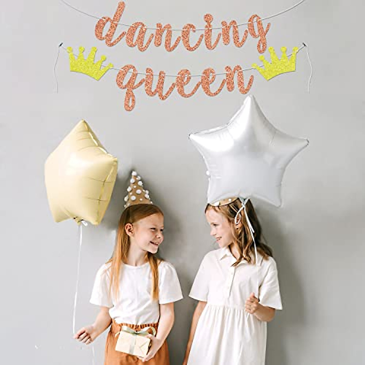 Rose Gold Glitter Dancing Queen Banner, Young and Sweet Only 17/Cheers to 17 Years, 17th Birthday Party Decorations for Girls