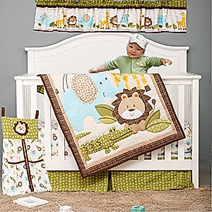 CribMATE Green Lion Nursery Diaper Stacker 1 PC Embroidery Animal Diaper Hanging Bag for Baby Boy (Green Lion)