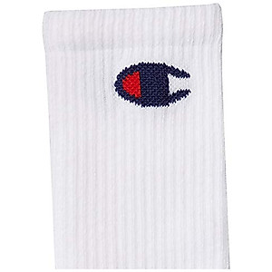 Champion mens Double Dry Moisture Wicking Logo 6 Or 12 Pack Crew Casual Sock, White Ankle C (6 Pack), US