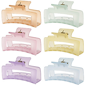 Sisiaipu 3.5 Inch Medium Hair Claw Clips 6 Pack Hair Clips for Women Square Claw Clips Rectangle Clips for Hair Banana Jaw Clips Hair Accessories for Girls -Ice Cream