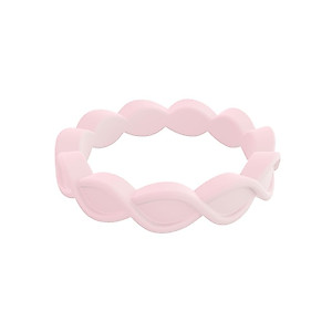 QALO Women's Rubber Silicone Ring, Eternity, Wedding Ring for Women, Breathable, Durable Engagement Silicone Band, 4mm Wide 2.4mm Thick, Pastel Pink, Size 6