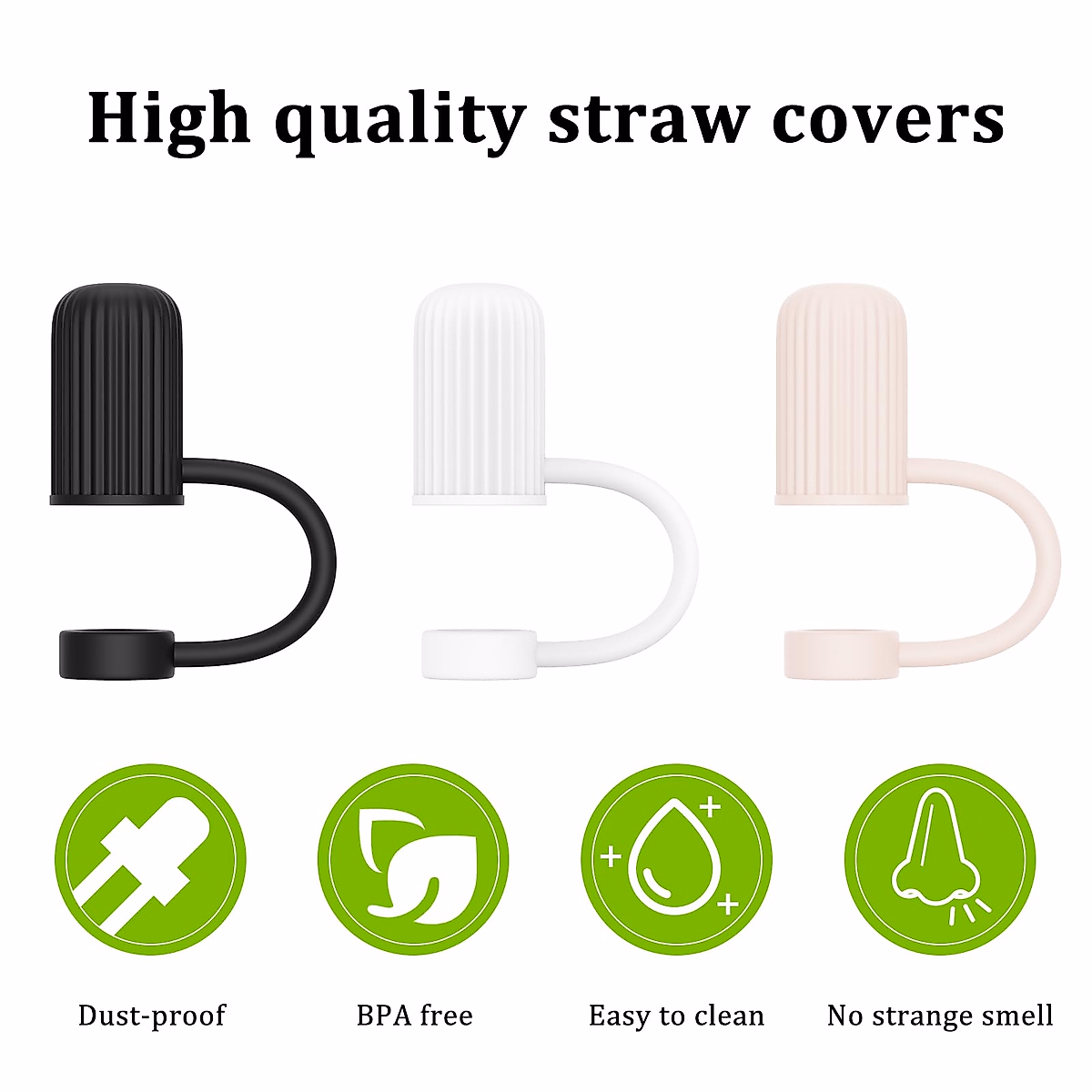 Straw Cover Caps for Stanley Cup 20-40oz Tumblers Accessories,Silicone Straw Topper Reusable 3-5 Pcs,Compatible with Simple Modern,Yeti,Hydroflask and other 6-10mm Straws (cylindrical 3 pcs)