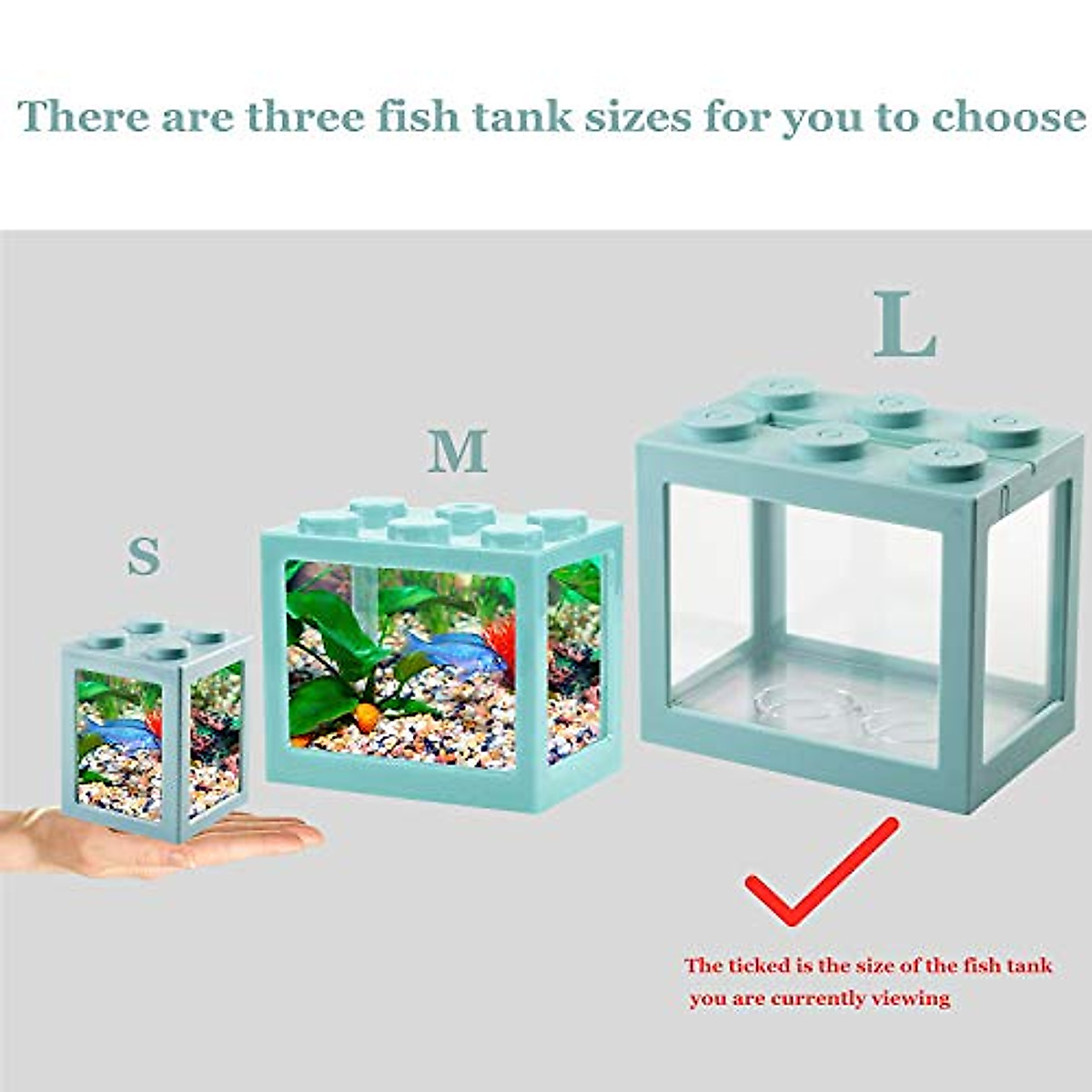 Small Betta Fish Tank, Large Fish Tank Fish Bow Aquarium with Imitation Starfish Coral Decoration, Clear Stackable Cube Tank for Ant Feeding Jellyfish Goldfish Moss Balls Insects,76oz