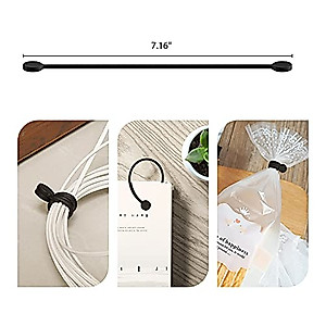 SMART&COOL Reusable Silicone Magnetic Cable Ties for Bundling and Organizing, Holding Stuff, Book Markers, Fridge Magnets, Assorted Color, 7.16'' (20-Pack, Black)