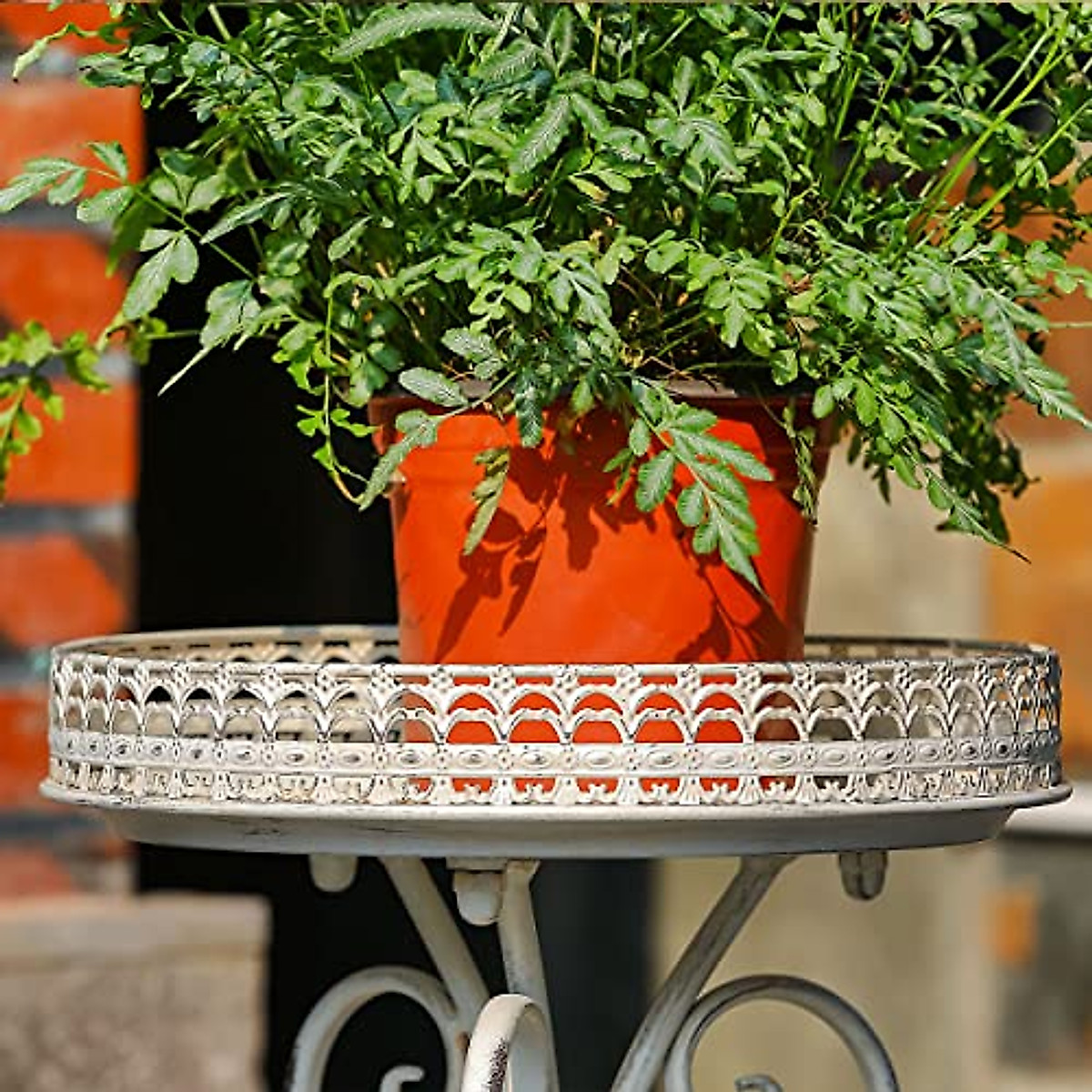 ANGIEHAIE CYOIDAI SMQLJXC 2Pcs 25 Inch Metal Tall Plant Stand,Wrought Iron Plant Stand ,heavy duty pot stand,for Indoor and Outdoor,Patio, Lawn & Garden (White)