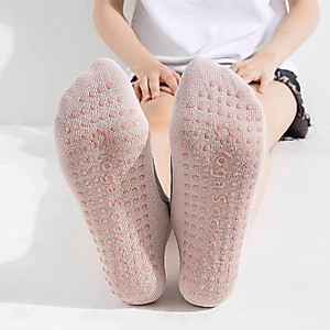 KEAIDO 5 Pairs Women Yoga Socks Non Slip Sticky Grip Accessories for Pilates, Yoga, Barre, Dance Ballet, Barefoot Workout Sports Fitness US Size 4-8.5