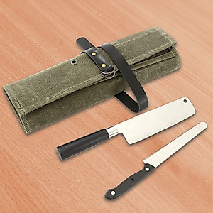 Chef Knife Roll Bag, 9 Pockets Canvas Knife Case, Knife Bag, Knife Wrap Wallet, Cutlery Knife Pouch Holders Protectors for Chef Knives Kitchen Utensils, Tool Roll (Army Green)