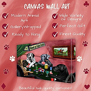Home of Poker Playing Great Dane Dogs Canvas Wall Art - Premium Quality Ready to Hang Room Decor Wall Art Canvas - Unique Animal Printed Digital Painting for Decoration, 11"x14"