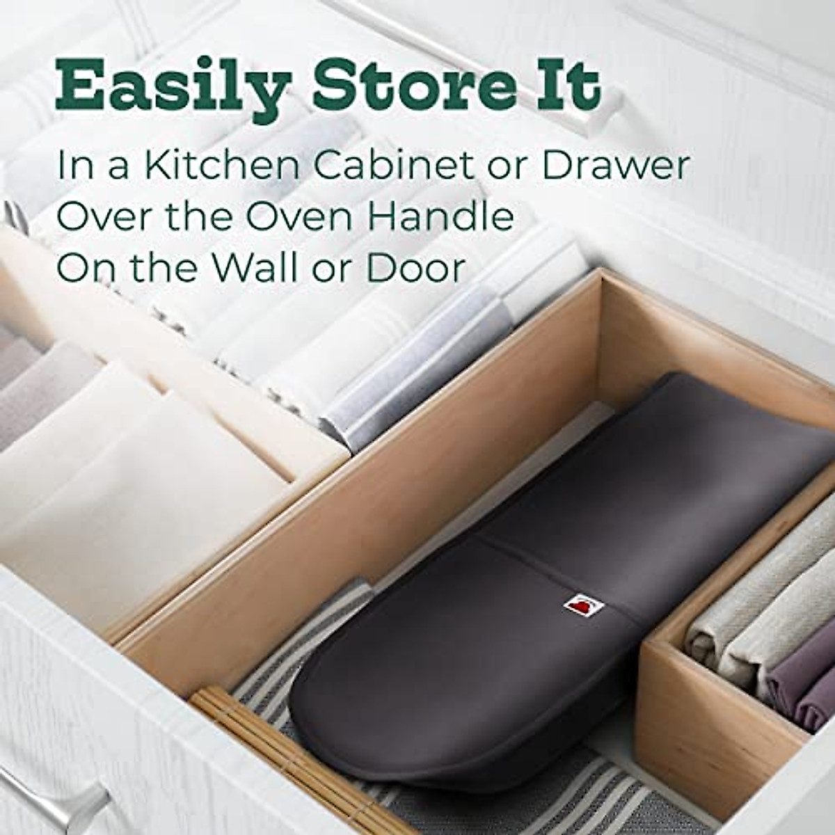 Big Red House Double Oven Mitt with The Heat Resistance of Silicone and Flexibility of Cotton, Recycled Cotton Infill, Terrycloth Lining, 480 F Heat Resistant, Gray