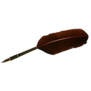 Kentaur Calligraphy Quill Pen Set (CS-0205) - Dip Pen with Brown Turkey Feather, 6 Stainless Steel Nib, and European Ink. Great for Beginner/Enthusiast