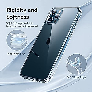 DASFOND Crystal Clear Designed for iPhone 12/12 Pro Case, [Non-Yellowing] 15Ft Military Grade Shockproof Protective Cover Soft Silicone Slim Phone Case for iPhone 12 6.1", Clear