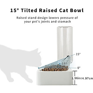 Marchul Tilted Cat Food Bowl with Feeding Mat for Food and Water, Food Feeding Dishes for Raised Cats and Puppies