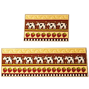 SCENNEW Kitchen Rugs and Mats Non Slip Kitchen Mats Large Size Floor Runner Long Mat, 20''x32''+20''x59'', Strawberry