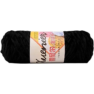 Black Solid Color Hand Woven Thick Crochet Thread Chenille Velvet Yarn Soft Wrapping for Craft Scarves Sports Blankets 100g