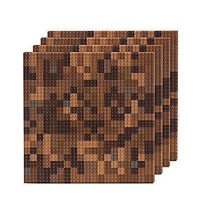 SlabDreamLab 12"X12" Baseplate for All Major Building Bricks and Blocks (Brown Mosaic, 4-Pack)