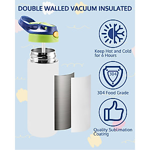 OFFNOVA 12oz Kids Sublimation Tumbler, Kids Sublimation Tumbler Blank with with One-click Pop-up Straw and Handle, Children Sublimation Cups for Milk, Soda, Juice, Drinks (4 Pack)