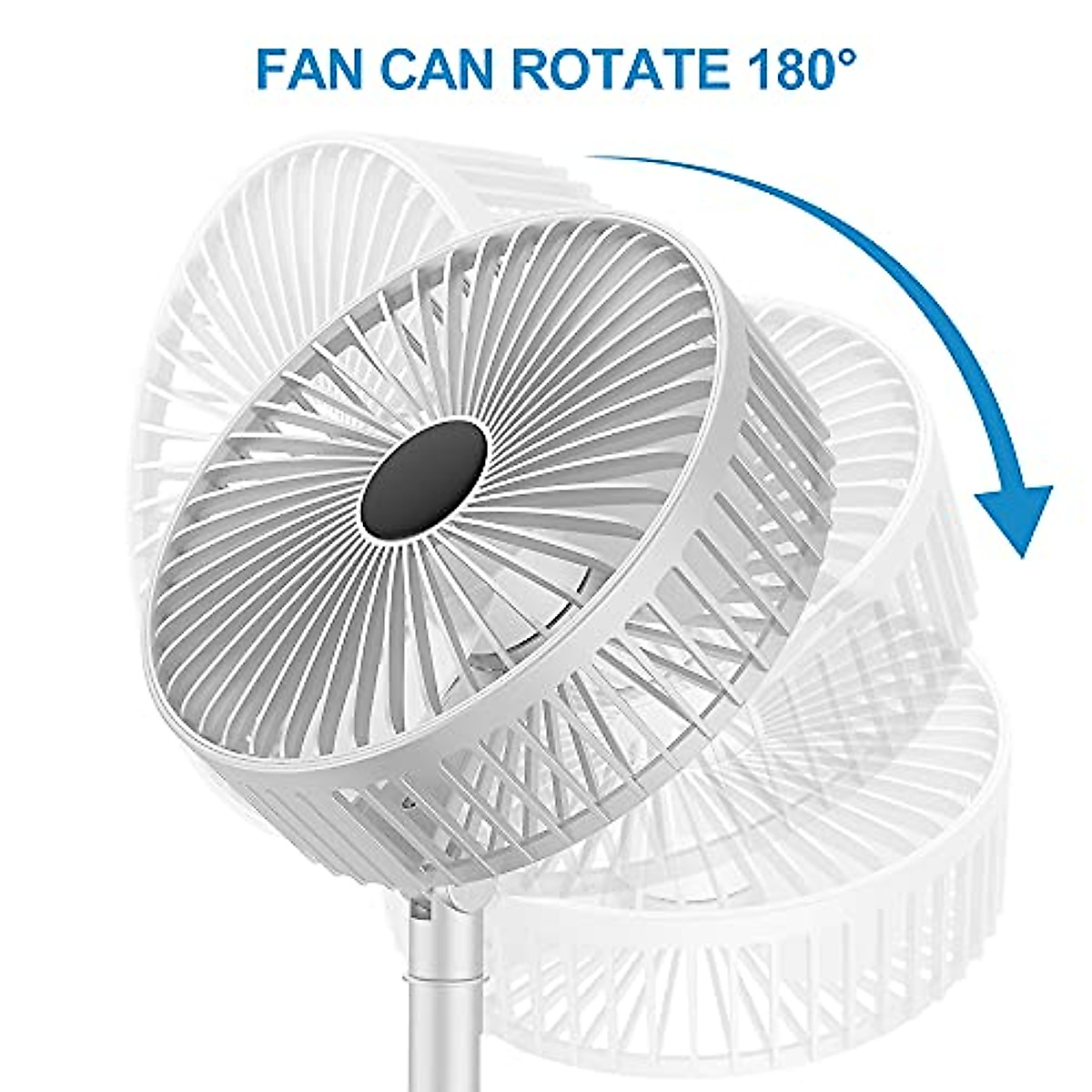 Maelifu Folding Fan Quiet 3- Speed Wind Highly Stretchable Simulated Natural Wind 180 ° Adjustment Battery Powered or USB Powered Home Desk Bedroom Portable Travel Mini Decorative Fan (White) (White)