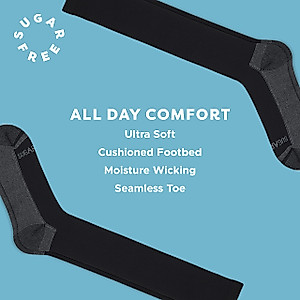 Sugar Free Sox Easy Fit Mens Big and Tall Cushioned Athletic Compression Socks Easy On/Off 1 Pair (13-16, Black)