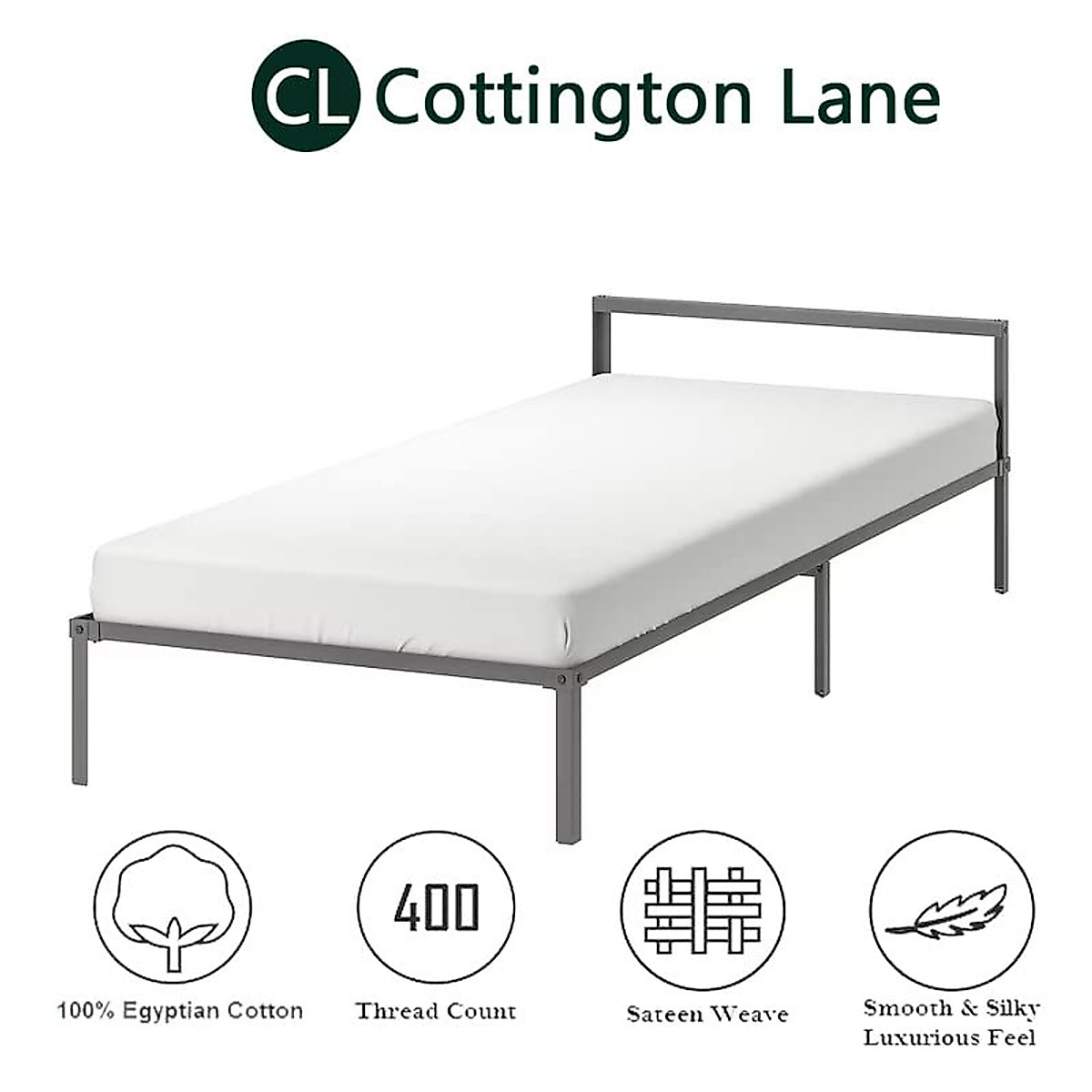 Cot Fitted Sheet 33 x 75-100% Egyptian Cotton - Cot Size 33 x 75 Fitted Sheet Only - Fitted Cot Sheet Perfect for Narrow Twin, Camp Bunk Beds, Camping Cot, Guest Bed Replacement(Cool Grey Solid)