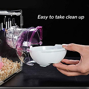 CHUQIANTONG Small Animal Bath House,Pet Toy Acrylic Hamster Bathroom Cage Toilet Bathtub Sand Bath Container Removable, Suitable for Chinchilla Syrian Hamster Gerbil (Pink)