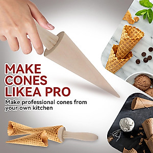 Ice Cream Cone Mold, Wooden Waffle Cone Roller, 9.1in Pizzelle Roller Cone Wooden Waffle Cone Roller Baking Pastry Roll Waffle Cone Baking Tool