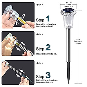 LIANGLOME Solar Lights Outdoor -IP65 Waterproof Solar Pathway Lights Stainless Steel Outdoor Solar Lights for Yard Patio Lawn Walkway and Landscape Cool White (6 Pack)