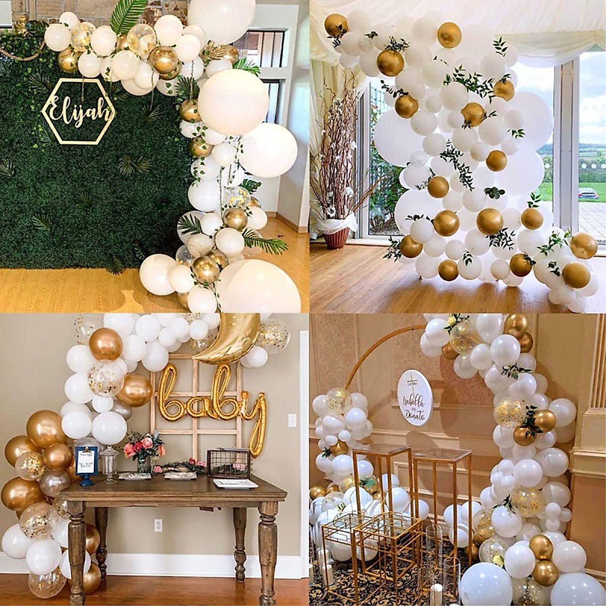 10 inch White Latex Balloons, 100 pcs Thick White Party Balloons Birthday Decorations (White)