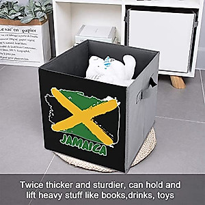 Jamaica Flag Canvas Collapsible Storage Bins Cube Organizer Baskets with Handles for Home Office Car