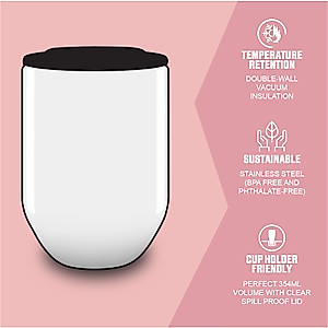 Chicago Illinois Gifts and Souvenirs - 12 Oz Insulated Wine Tumbler with Lid - Chicago College Graduation Gifts - Unique Drinkware - USA Long Distance Gifts for Her