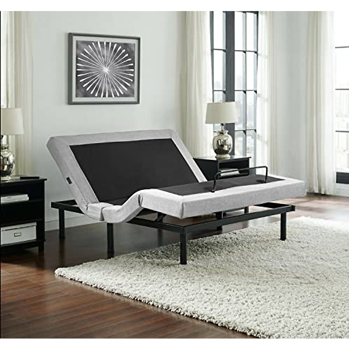 Irvine Home Collection Twin XL Adjustable Base with 10-Inch Gel Memory Foam Mattress Combo Set, Black (D02TXLM)