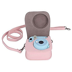 Phetium Instant Camera Case Compatible with Instax Mini 11,PU Leather Bag with Pocket and Adjustable Shoulder Strap (Blush Pink)