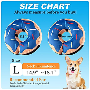 Dog Donut Collar,Dog Recovery Collar Dog Cone Alternative After Surgery,Large/Medium/Small Dogs and Cats (Blue, Large)