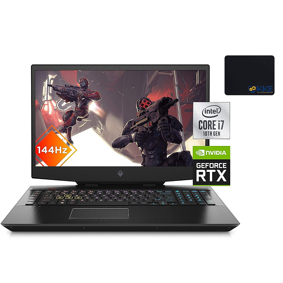 HP OMEN 17 Premium Gaming Laptop PC, 17.3 FHD 144Hz IPS Display, Intel Core i7-10750H, RTX 2070 8GB, 32GB DDR4 RAM, 1TB SSD + 1TB HDD, Webcam, RGB Backlit Keyboard, WiFi 6, Win 10 Home, Black