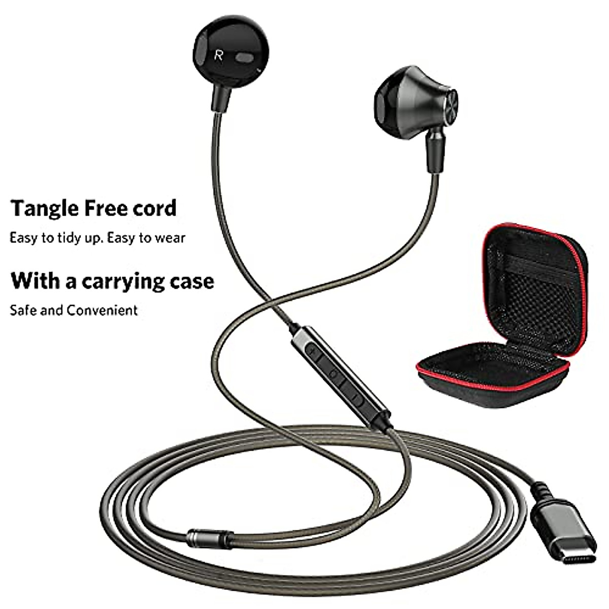 APETOO USB C Headphones for Samsung S22 S21, Type C Earphones HiFi Stereo USB C Wired Earbuds with Mic Magnetic in-Ear Headset for Galaxy S22+ S21 Ultra S20 FE Note 20,Pixel 6 5 4 3 XL