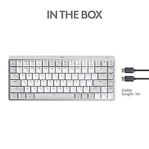 Logitech MX Mechanical Mini for Mac Wireless Illuminated Keyboard, Low-Profile Performance Switches, Tactile Quiet Keys, Backlit, Bluetooth, USB-C, Apple, iPad - Pale Grey